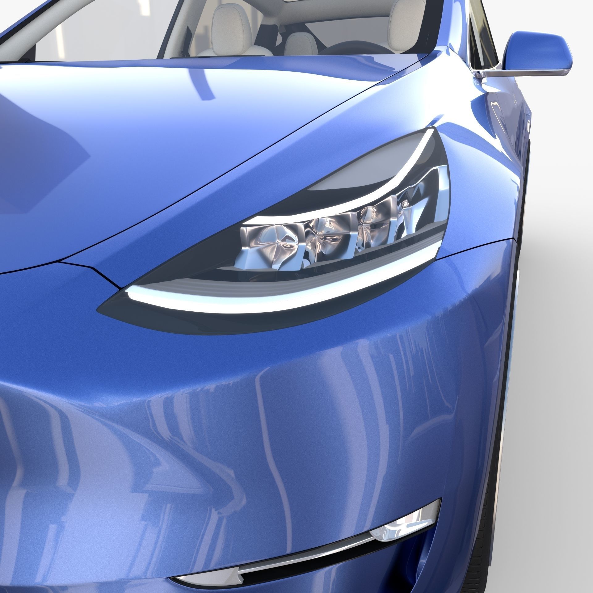 Tesla Model Y Blue with interior 3D model | CGTrader