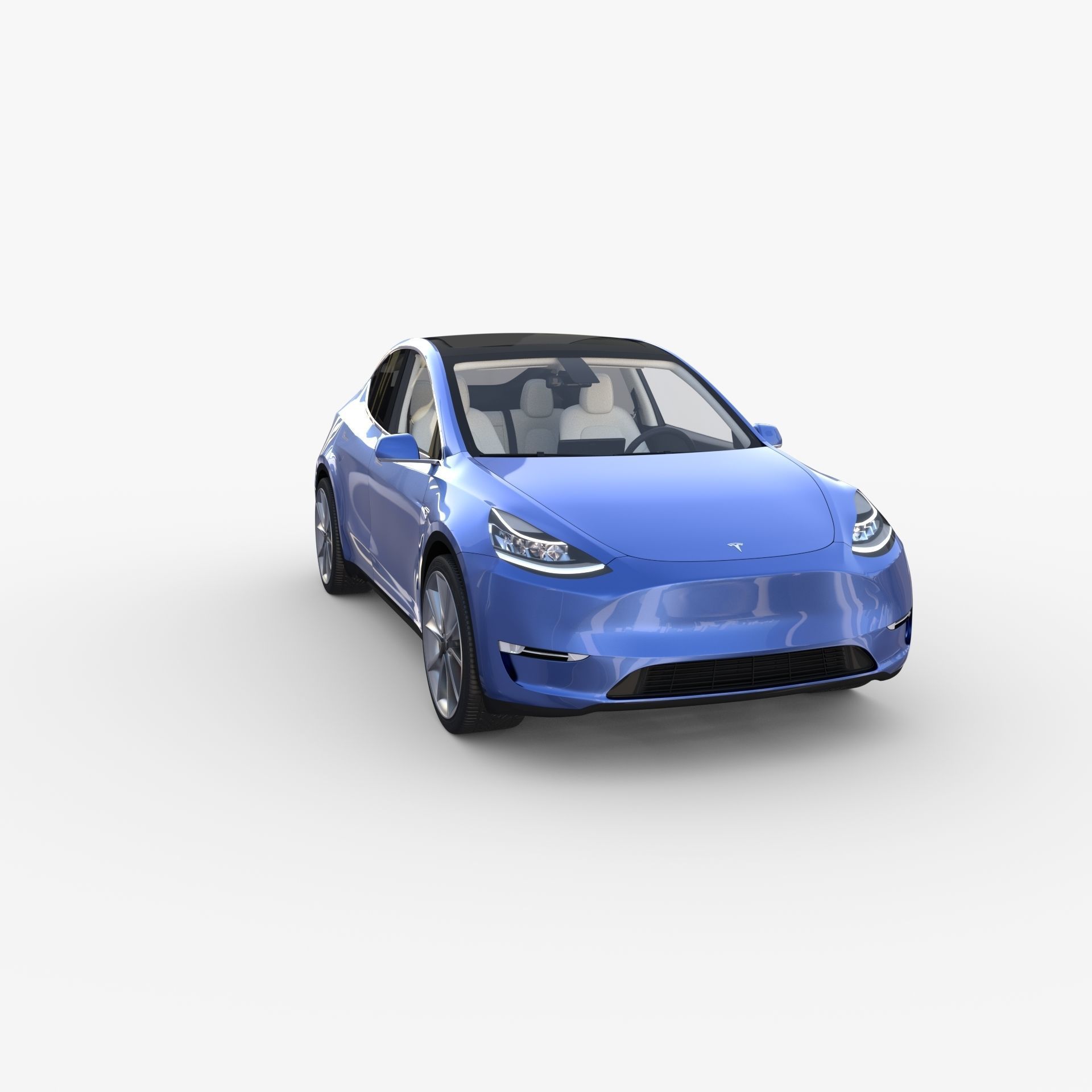 Tesla Model Y Blue with interior 3D model | CGTrader