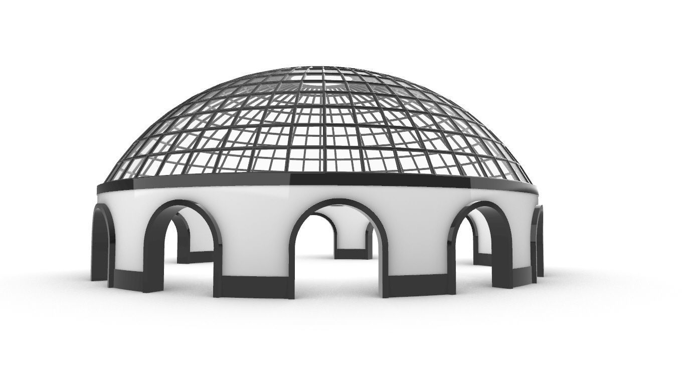 Dome Pavilion with Square Wireframe Structure and Panels v 3 3D model ...