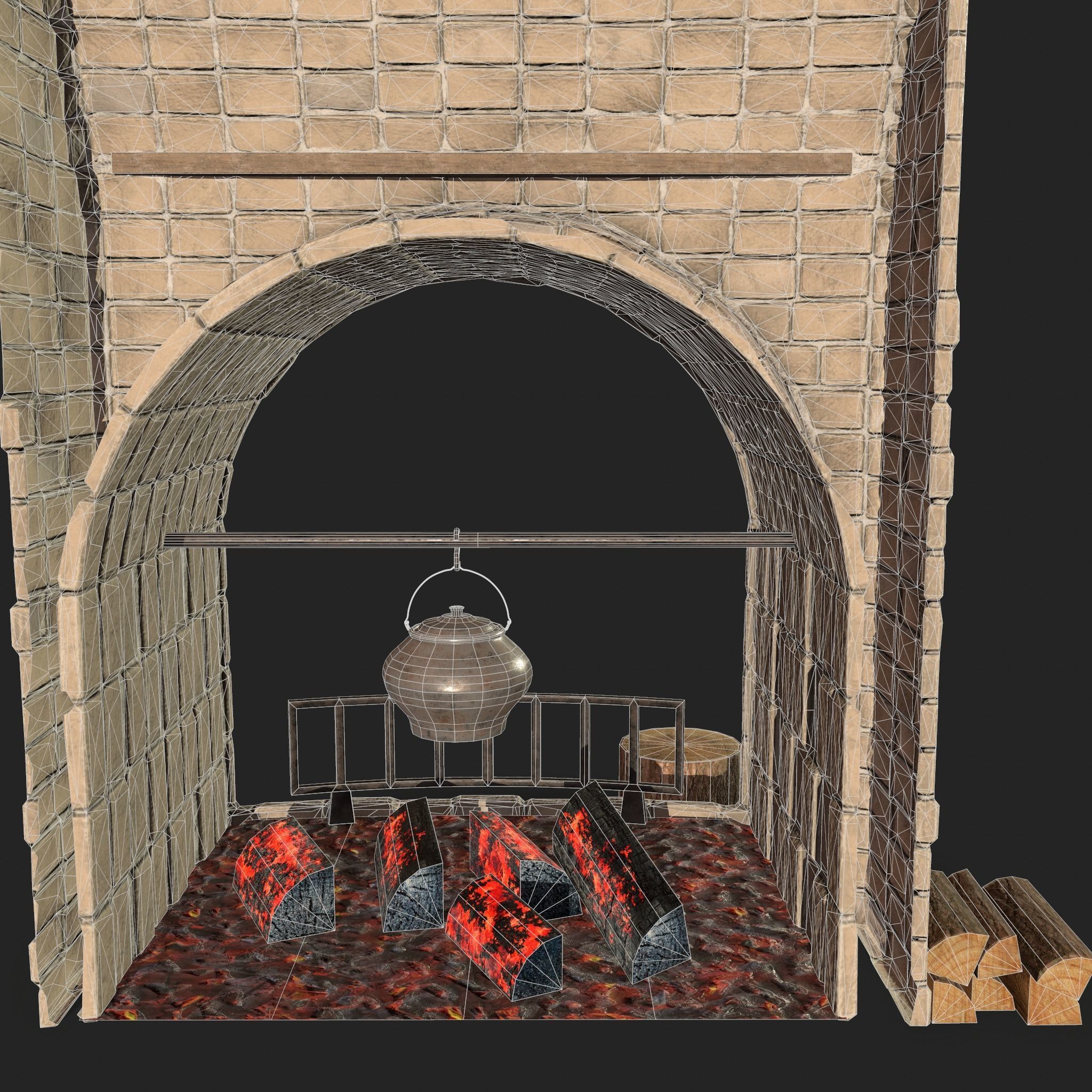 3D model Stone fireplace game asset VR / AR / low-poly | CGTrader