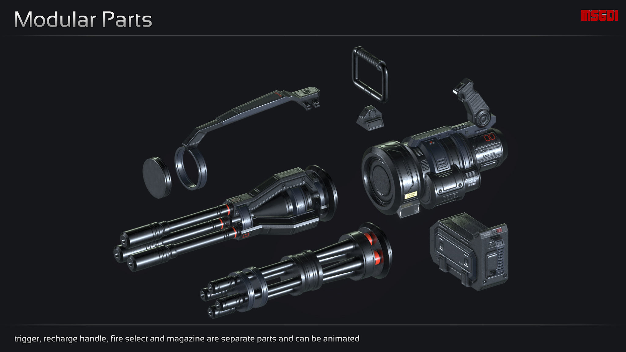 3D model Scifi Minigun MLK 76 VR / AR / low-poly | CGTrader