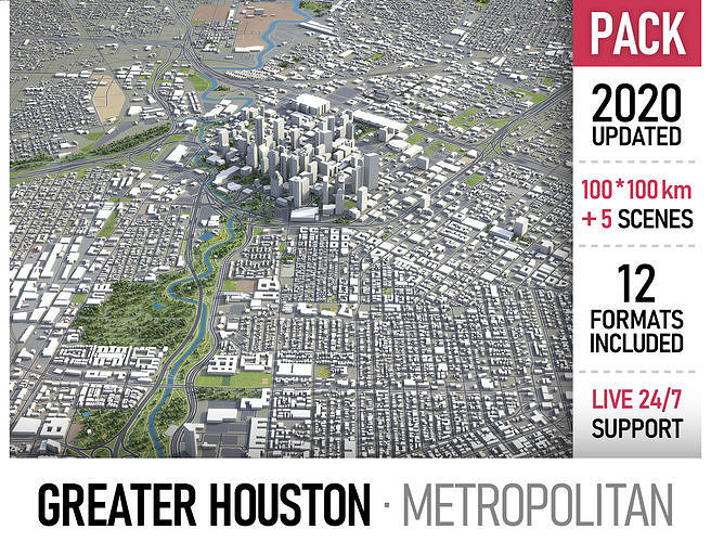 3D Model Collection Greater Houston - metropolitan area VR / AR / low ...