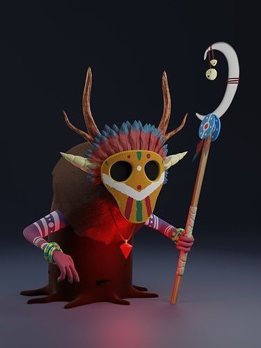 Shaman demon holding staff free 3D model | CGTrader