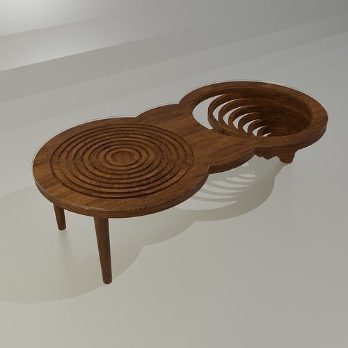 Wood curved table 3D model | CGTrader