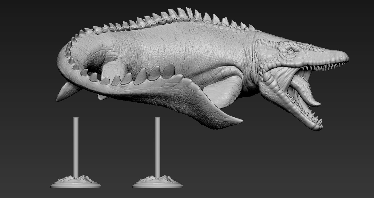 Mosasaurus pair of fish 3D model 3D printable | CGTrader