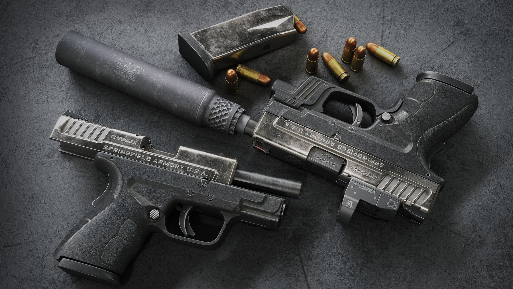 Custom Modified Springfield Handgun 3D model | CGTrader