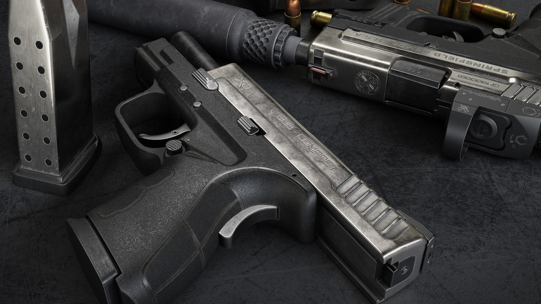 Custom Modified Springfield Handgun 3D model | CGTrader