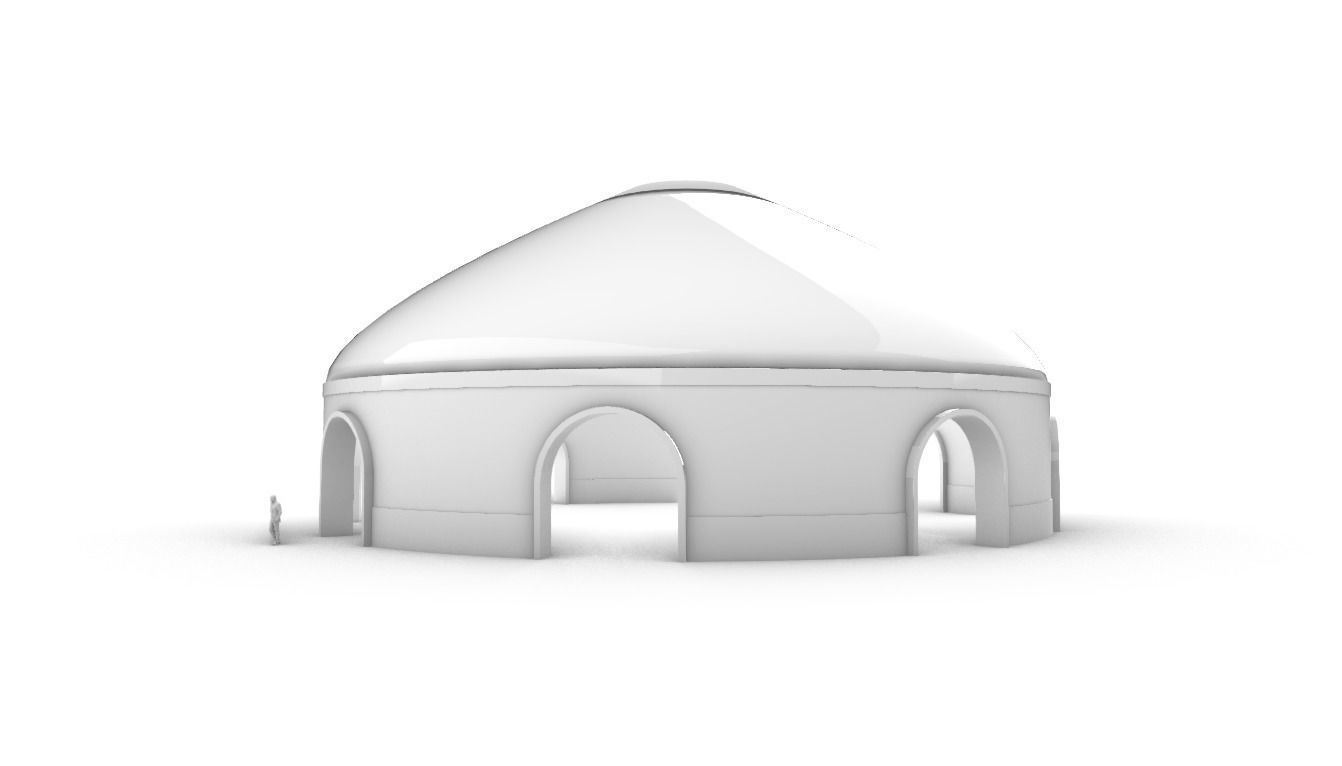 Dome Pavilion with Solid Dome with Top Opening v1 3D model | CGTrader