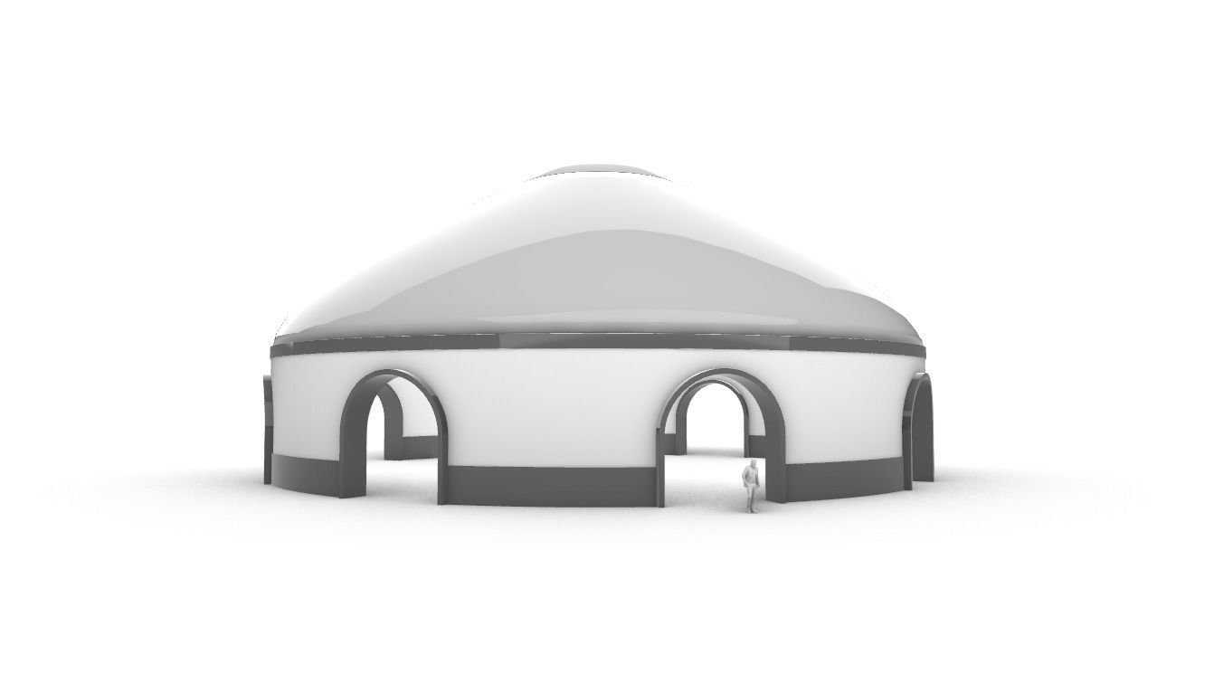 Dome Pavilion with Solid Dome with Top Opening v1 3D model | CGTrader