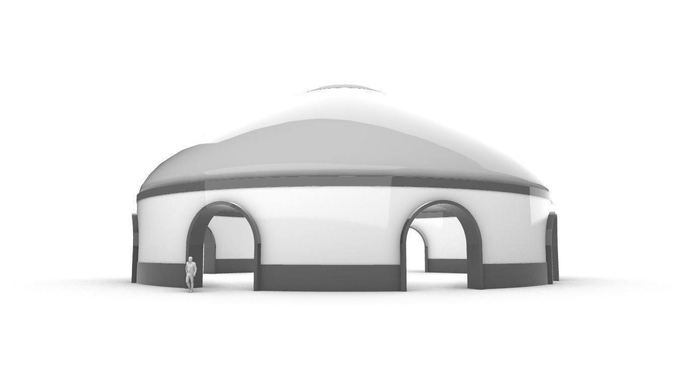 Dome Pavilion with Solid Dome with Top Opening v1 3D model