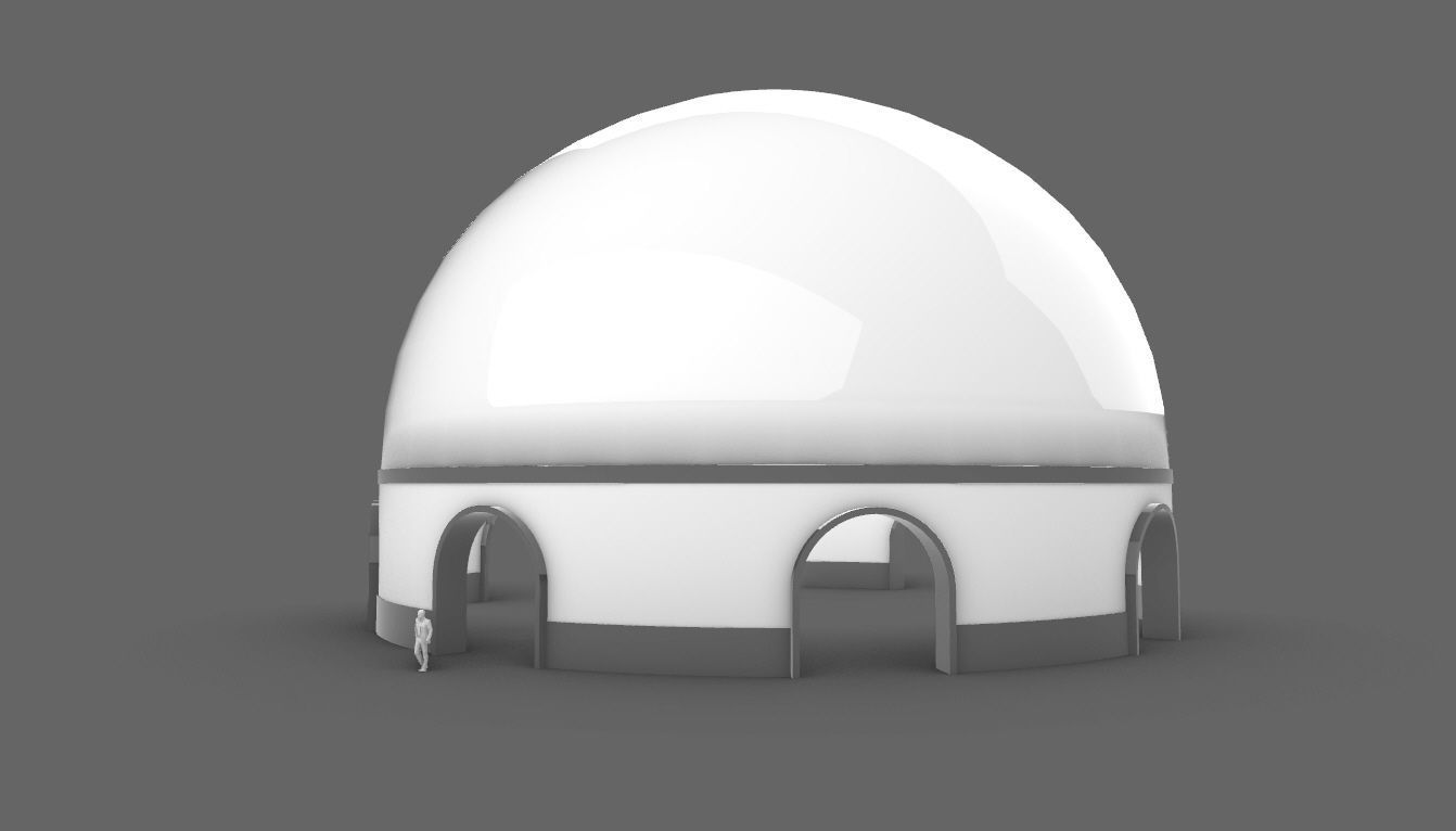 Dome Pavilion with Solid Dome with Top Opening v4 3D model | CGTrader
