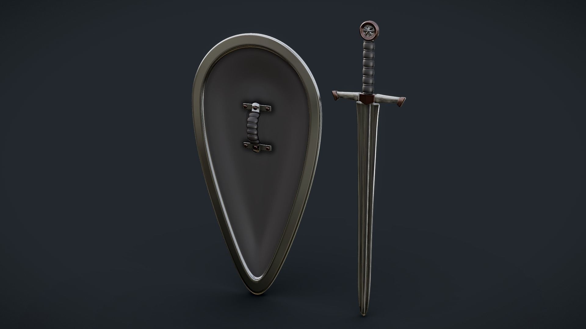 Old sword and shield of Kievan Rus 3D model | CGTrader