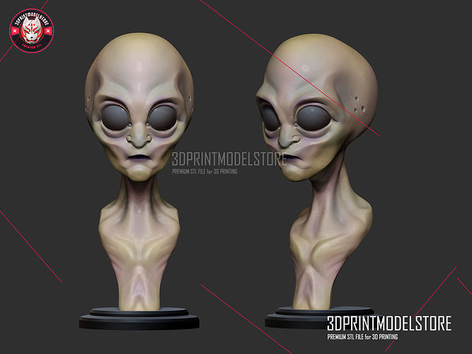 Alien Stylized Bust STL File 3D model 3D printable | CGTrader