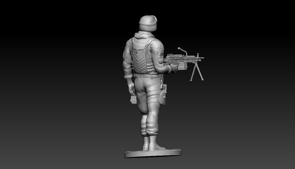 good luck soldier with machine gun 3D model 3D printable | CGTrader