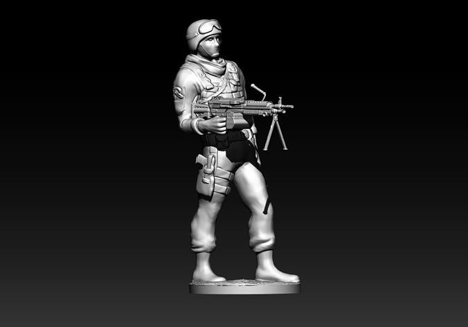 good luck soldier with machine gun 3D model 3D printable | CGTrader