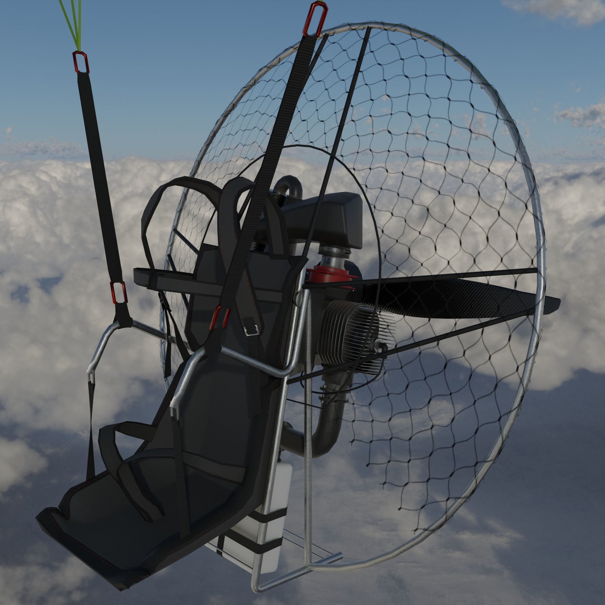 3D model Paramotor 3D model parachute flying in sky VR / AR / low-poly ...