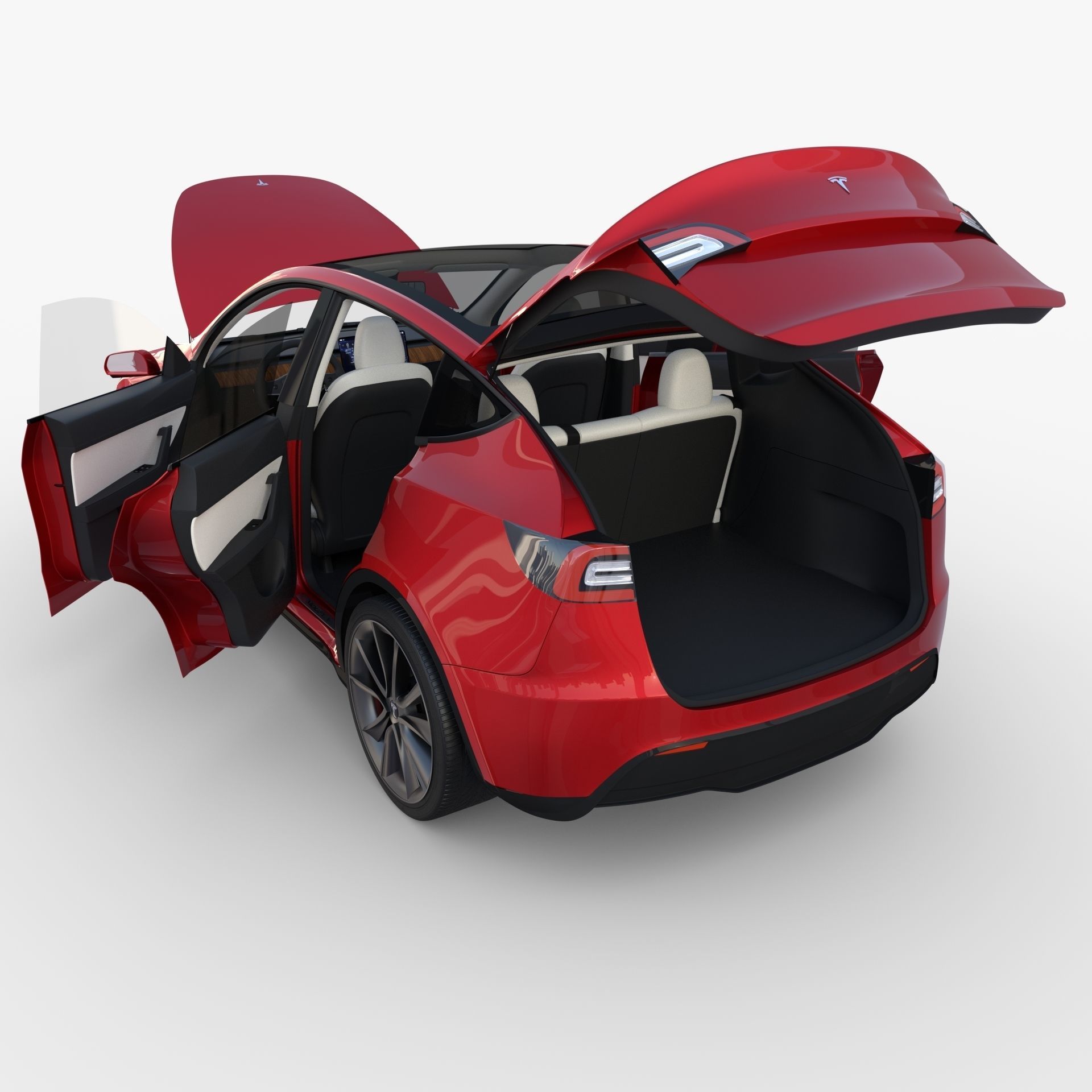 Tesla Model Y Red with interior 3D model | CGTrader