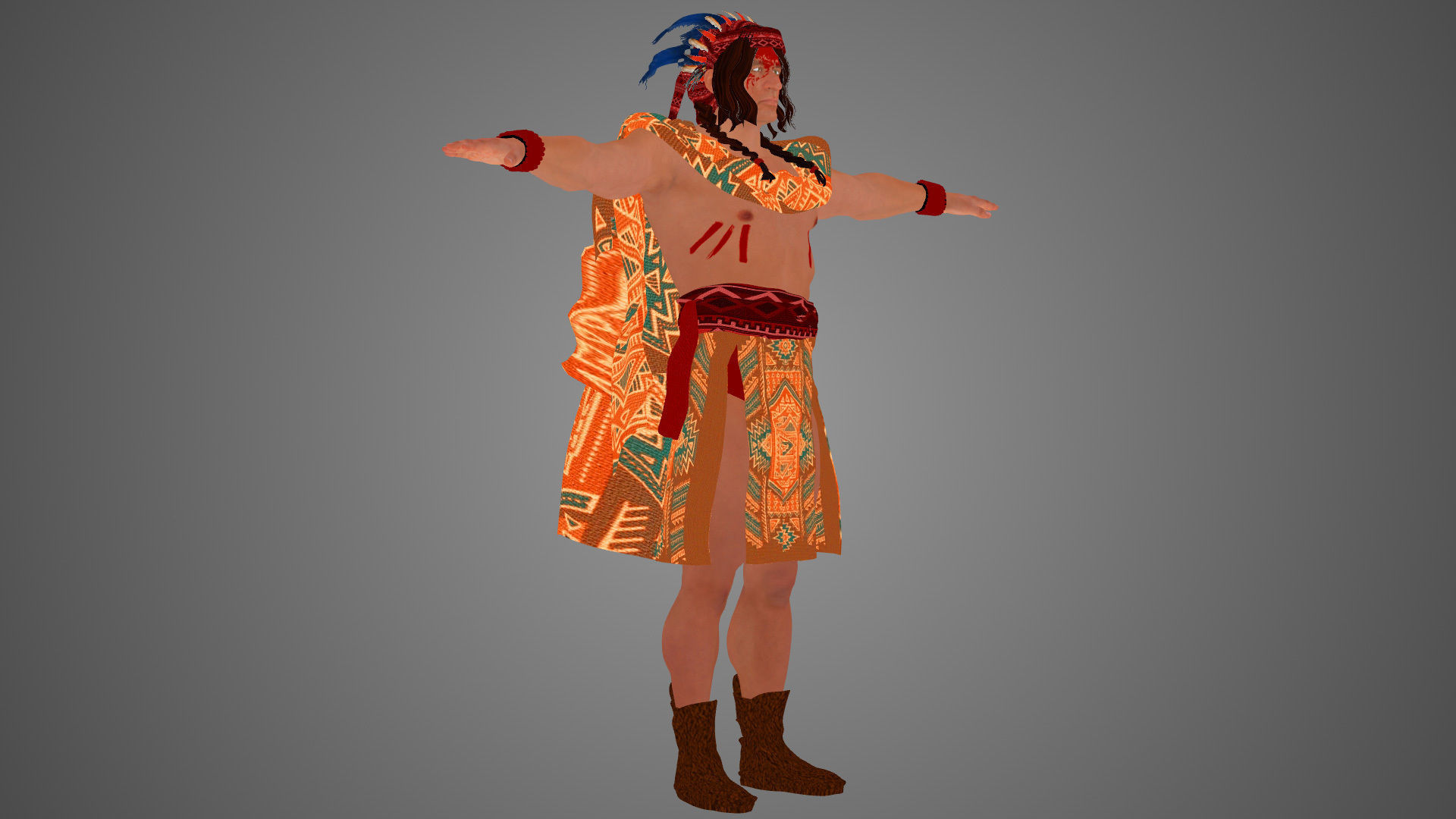 Native American Warrior Male 3D model animated rigged | CGTrader