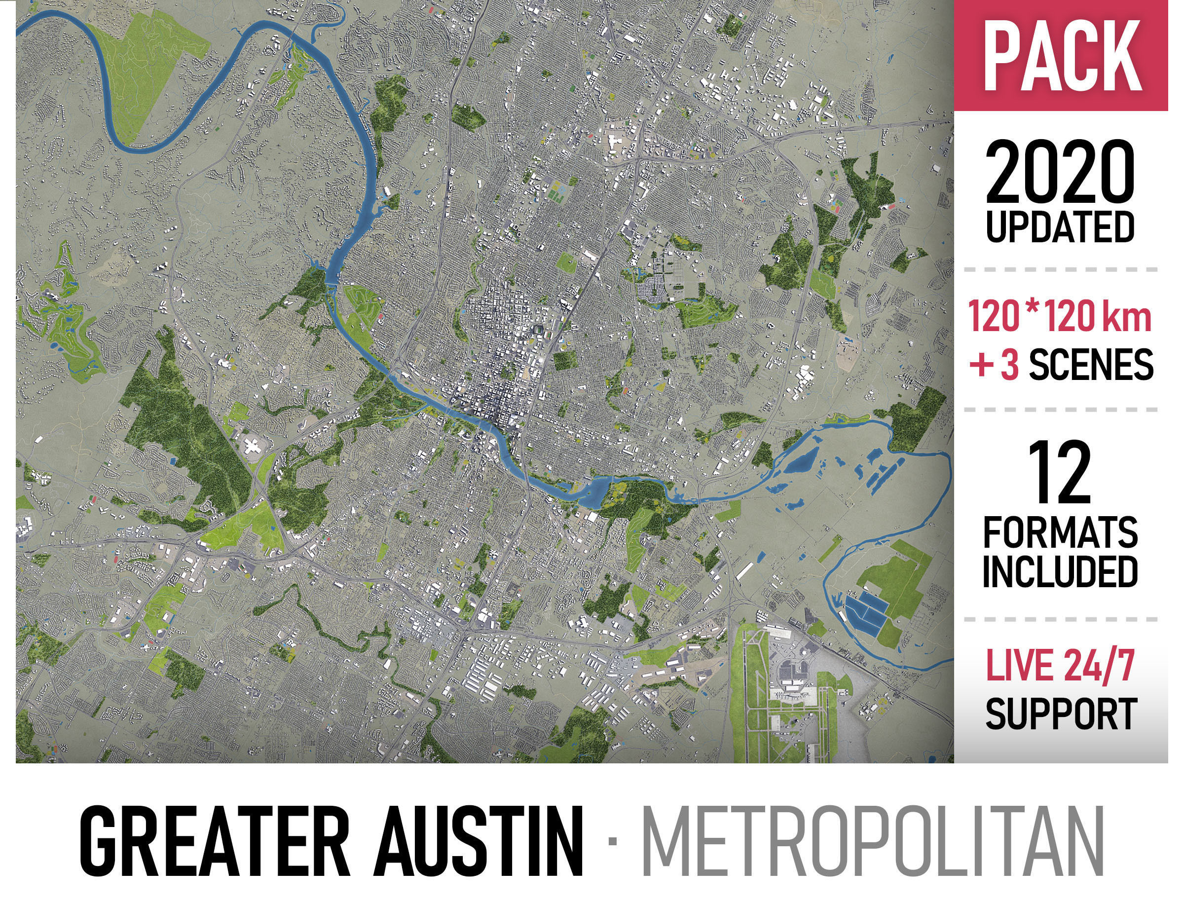 Greater Austin - metropolitan area 3D | CGTrader