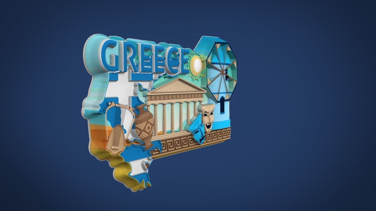 Greek Souvenir Fridge Magnet 3D model 3D printable | CGTrader