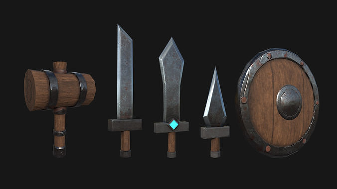low poly melee weapons set free VR / AR / low-poly 3D model | CGTrader