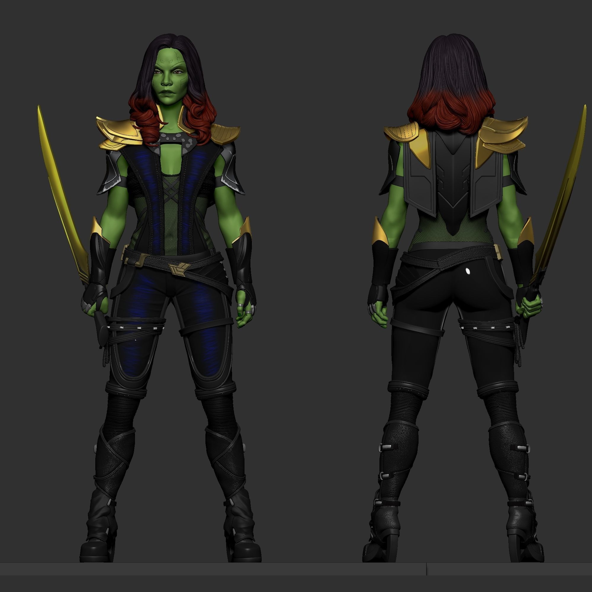 Gamora female figure holding sword 3D model 3D printable | CGTrader