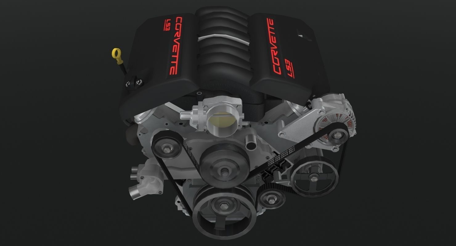 3D model Chevrolet Corvette C6 2008 LS3 V8 engine VR / AR / low-poly ...