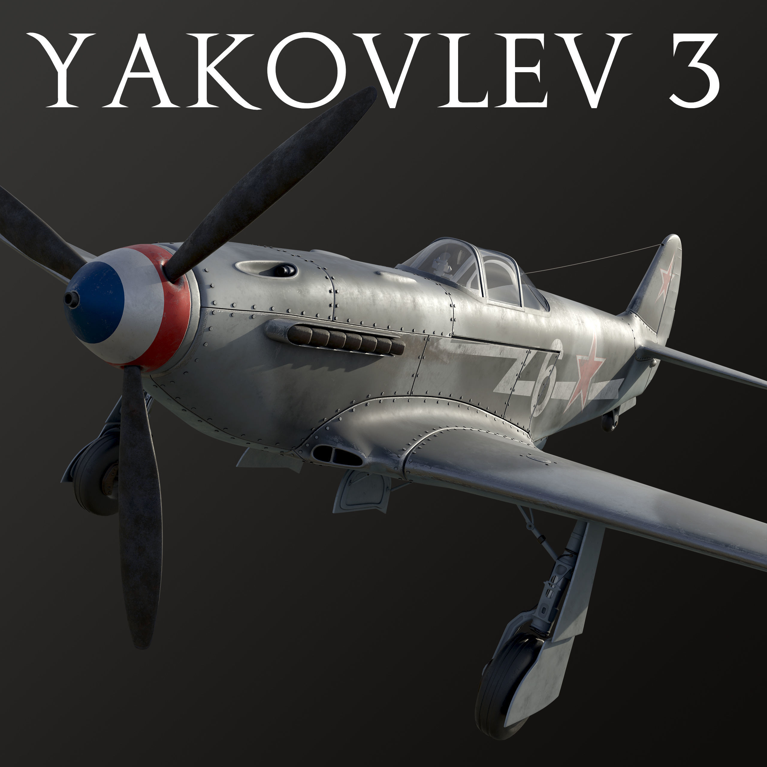 Russian Soviet fighter aircraft Yakovlev Yak 3 3D model rigged | CGTrader