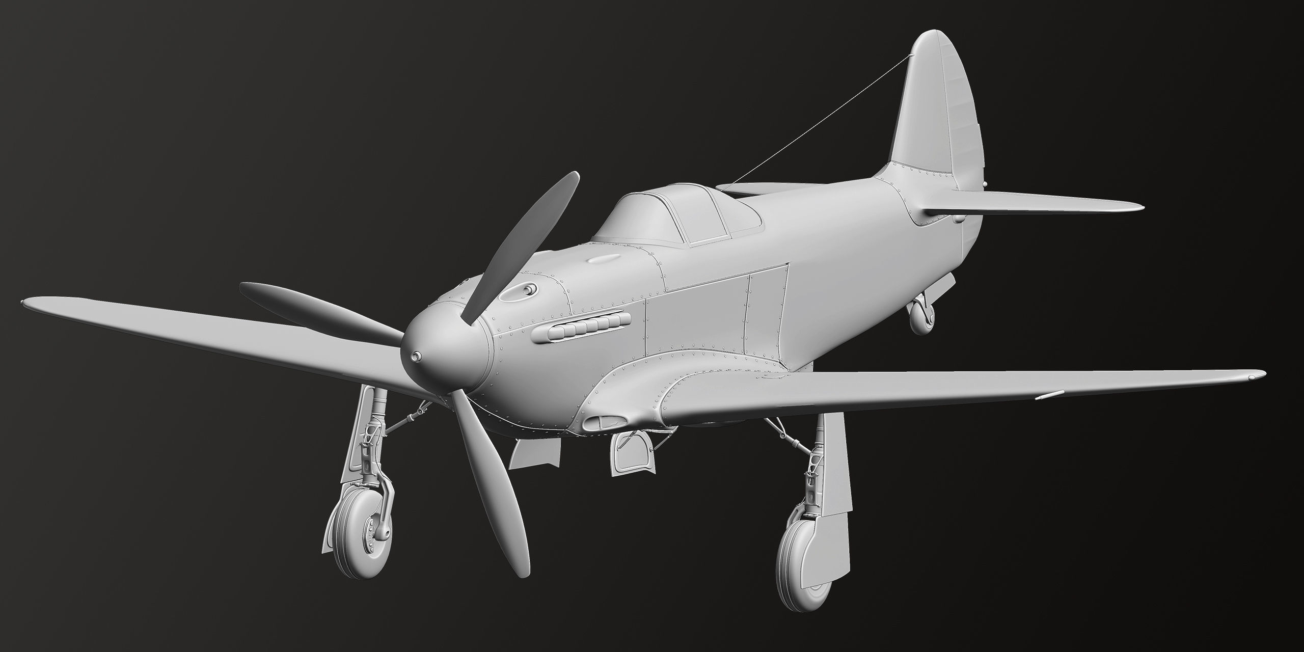 Russian Soviet fighter aircraft Yakovlev Yak 3 3D model rigged | CGTrader