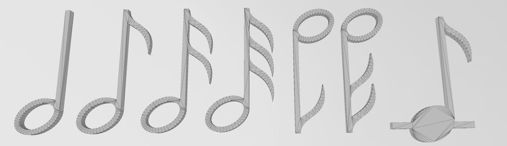 Musical notes symbols characters 3D model 3D printable | CGTrader