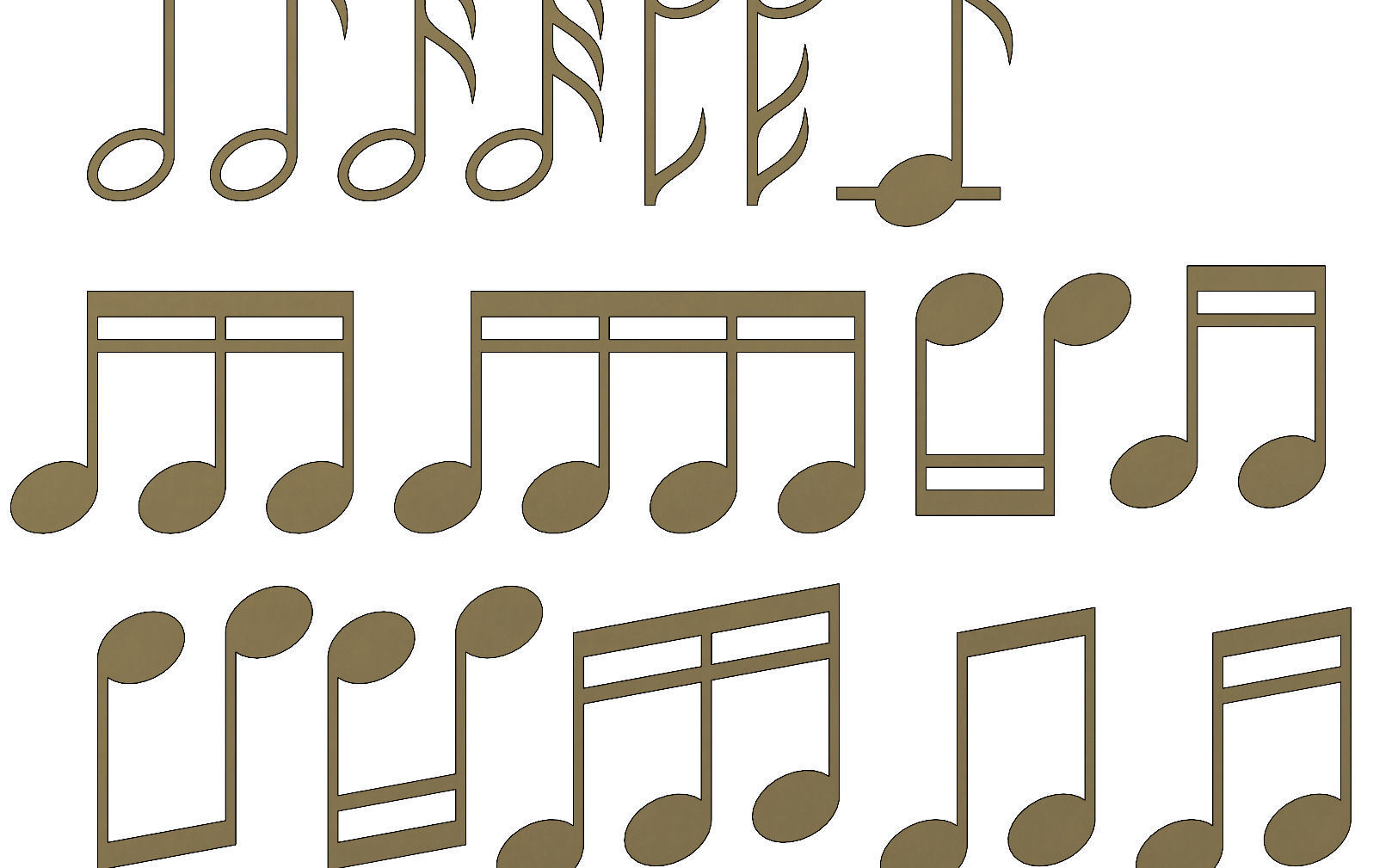 Musical notes symbols characters 3D model 3D printable | CGTrader