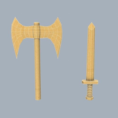 3D model Cardboard weapon VR / AR / low-poly | CGTrader