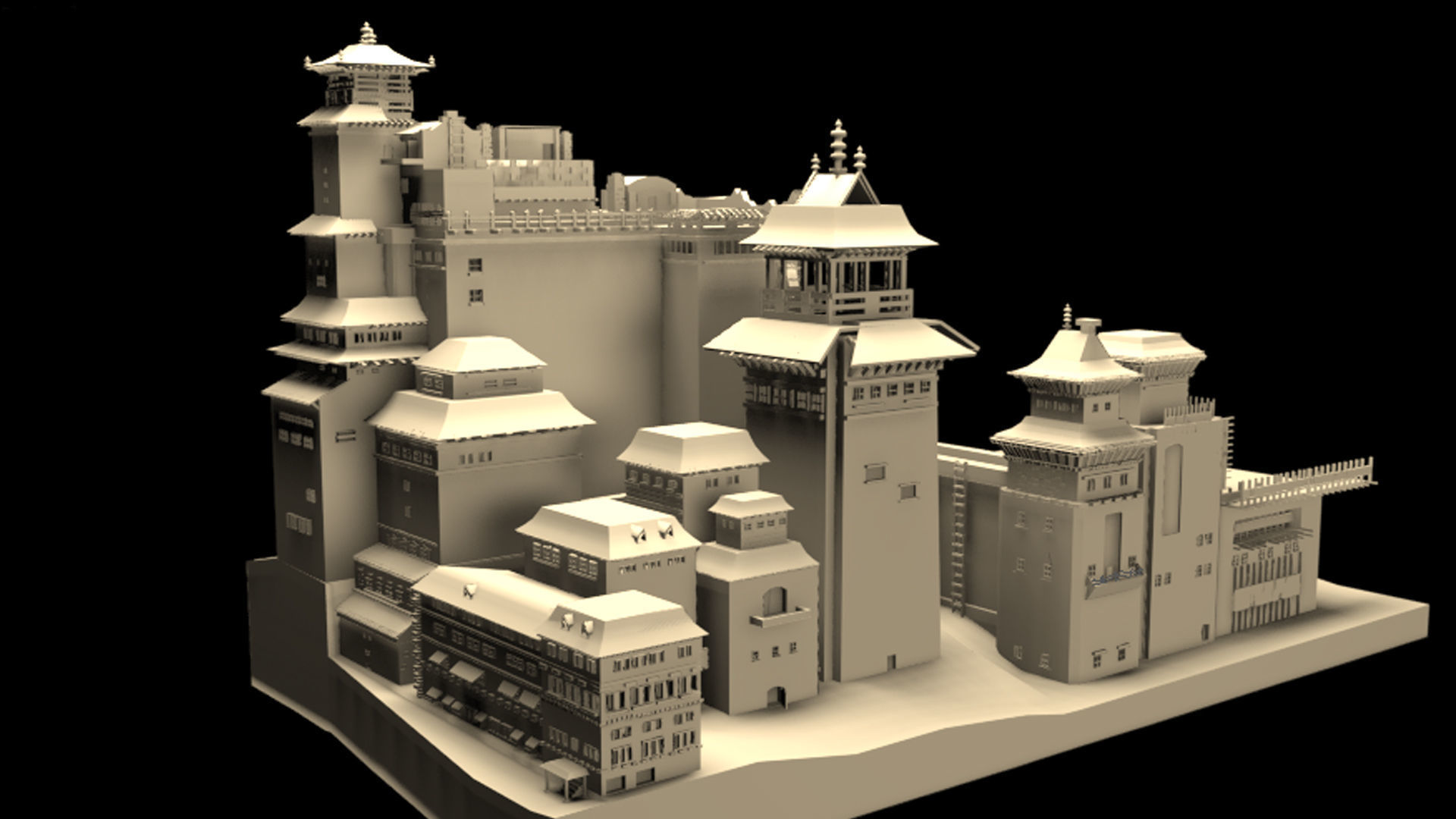 3D model japanese style castle kingdom VR / AR / low-poly MAX FBX