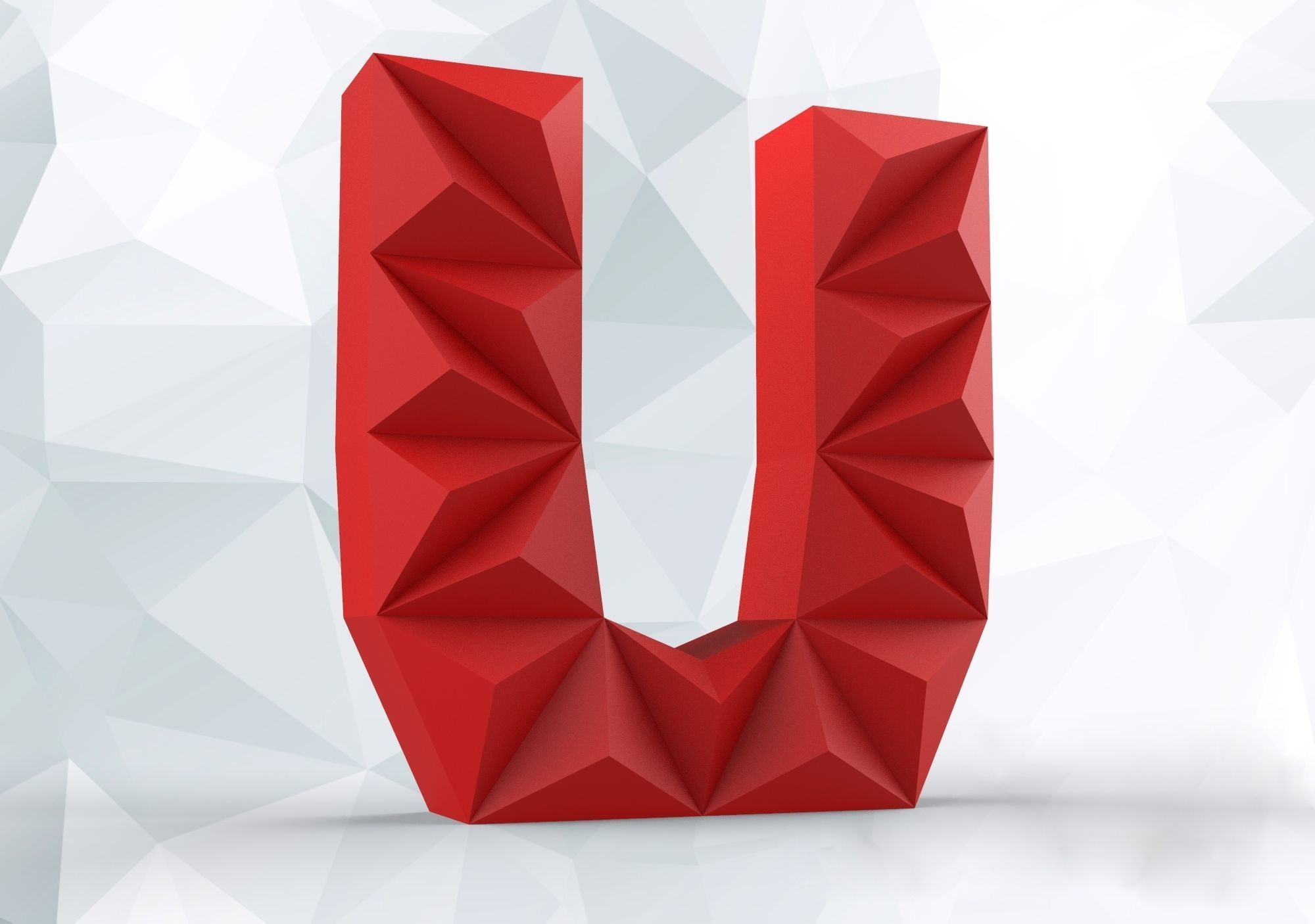 Lowpoly letter U 3D printable model | CGTrader