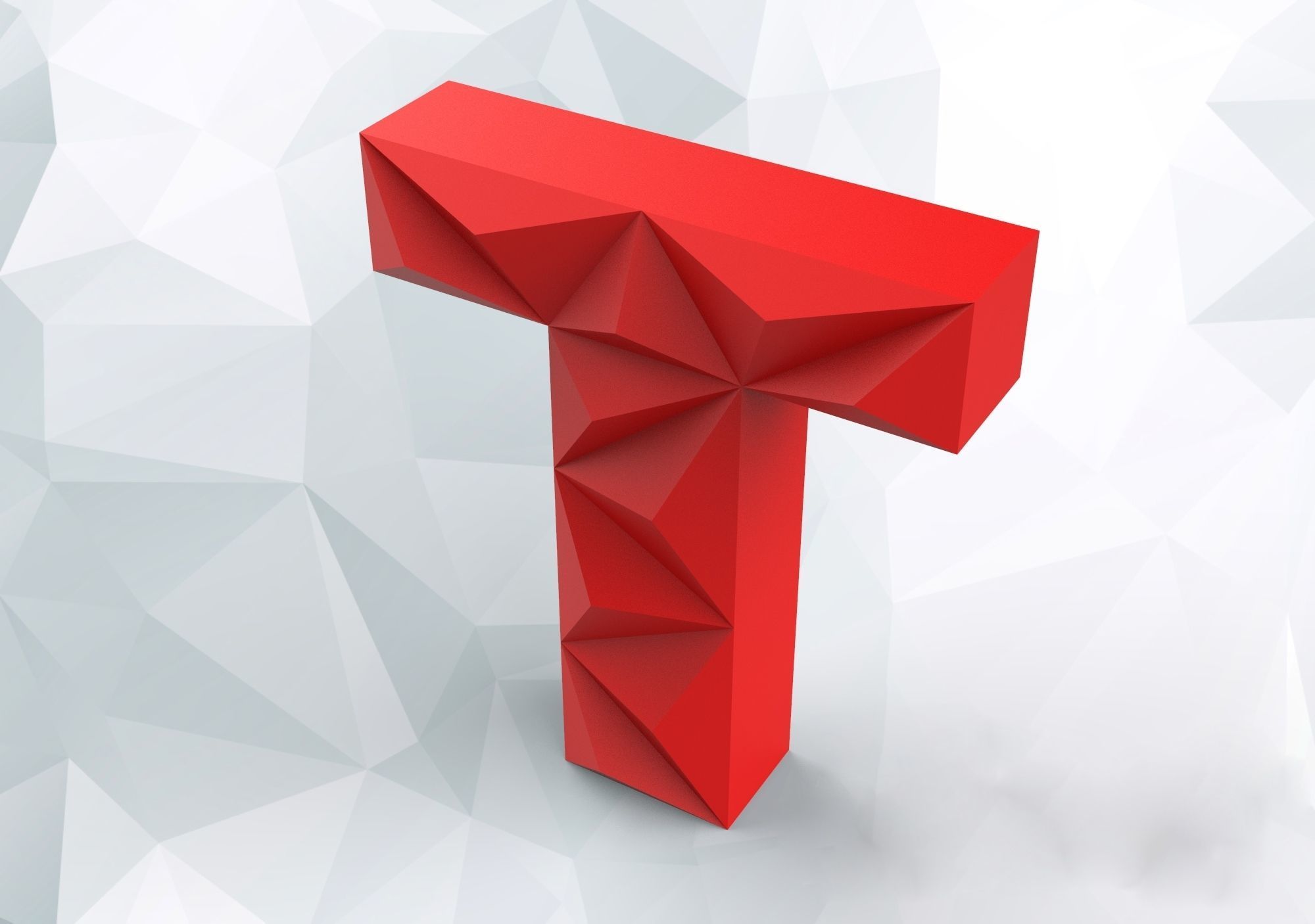 Lowpoly letter T 3D model 3D printable | CGTrader