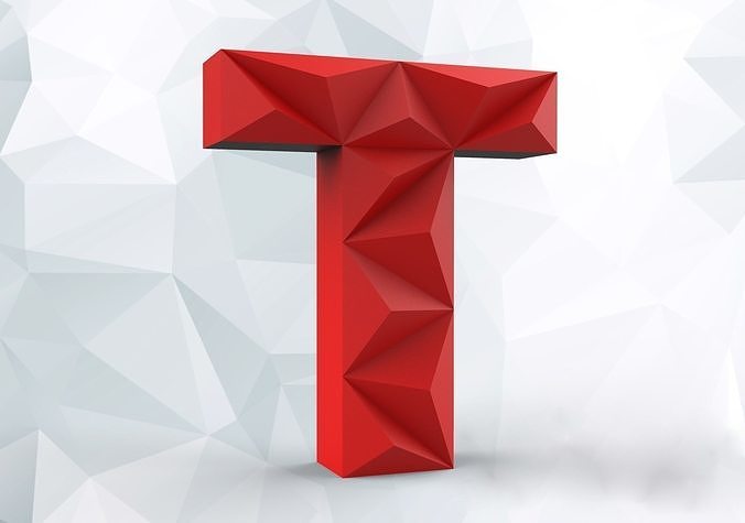 Lowpoly letter T 3D model 3D printable | CGTrader