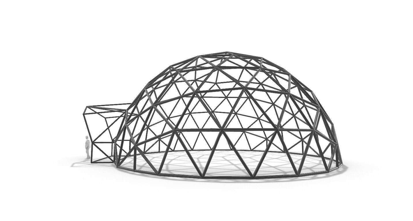 Geodesic Dome with Door Opening V3 3D model | CGTrader