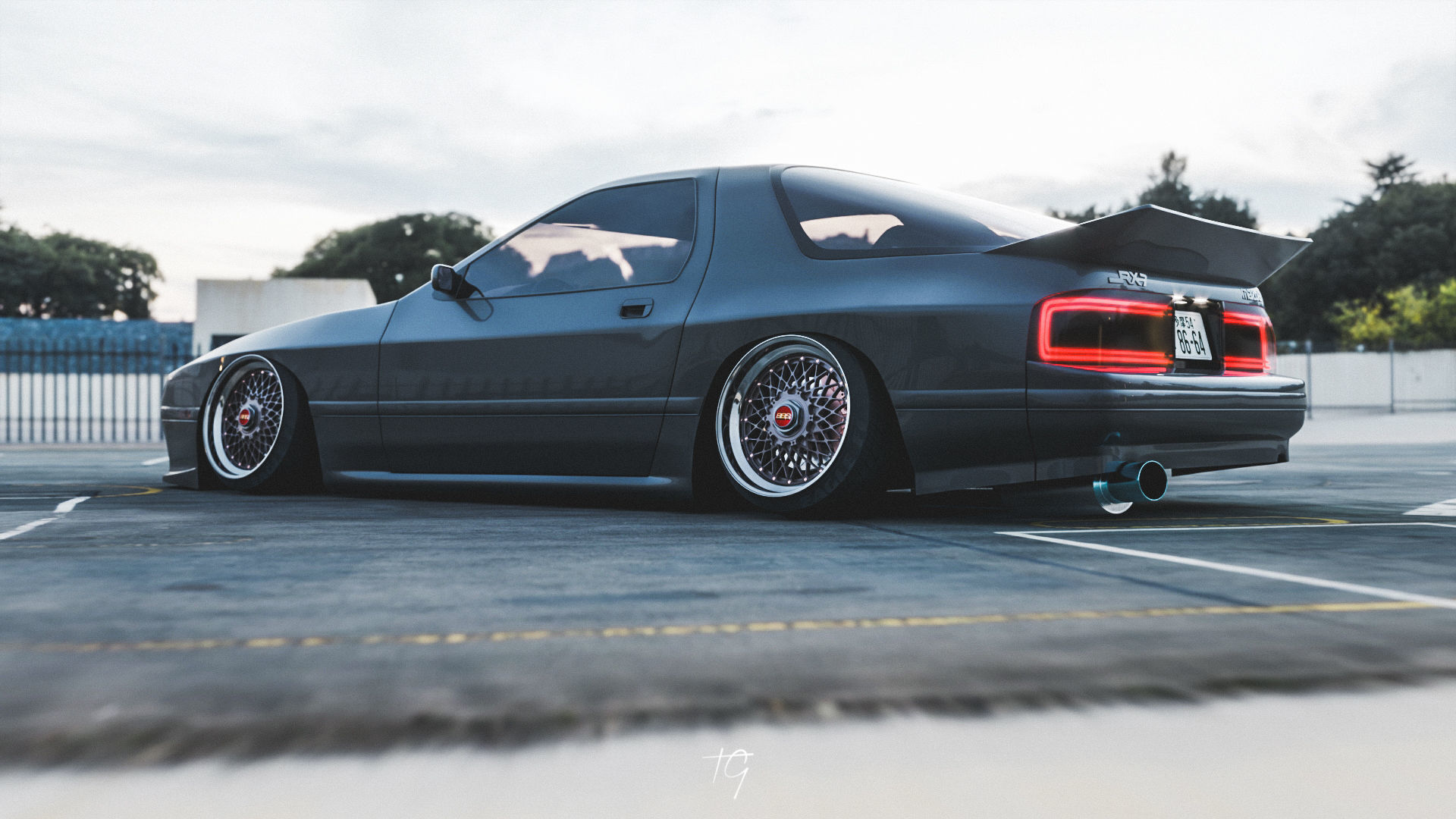 Stanced Mazda RX7 FC model 3D model | CGTrader