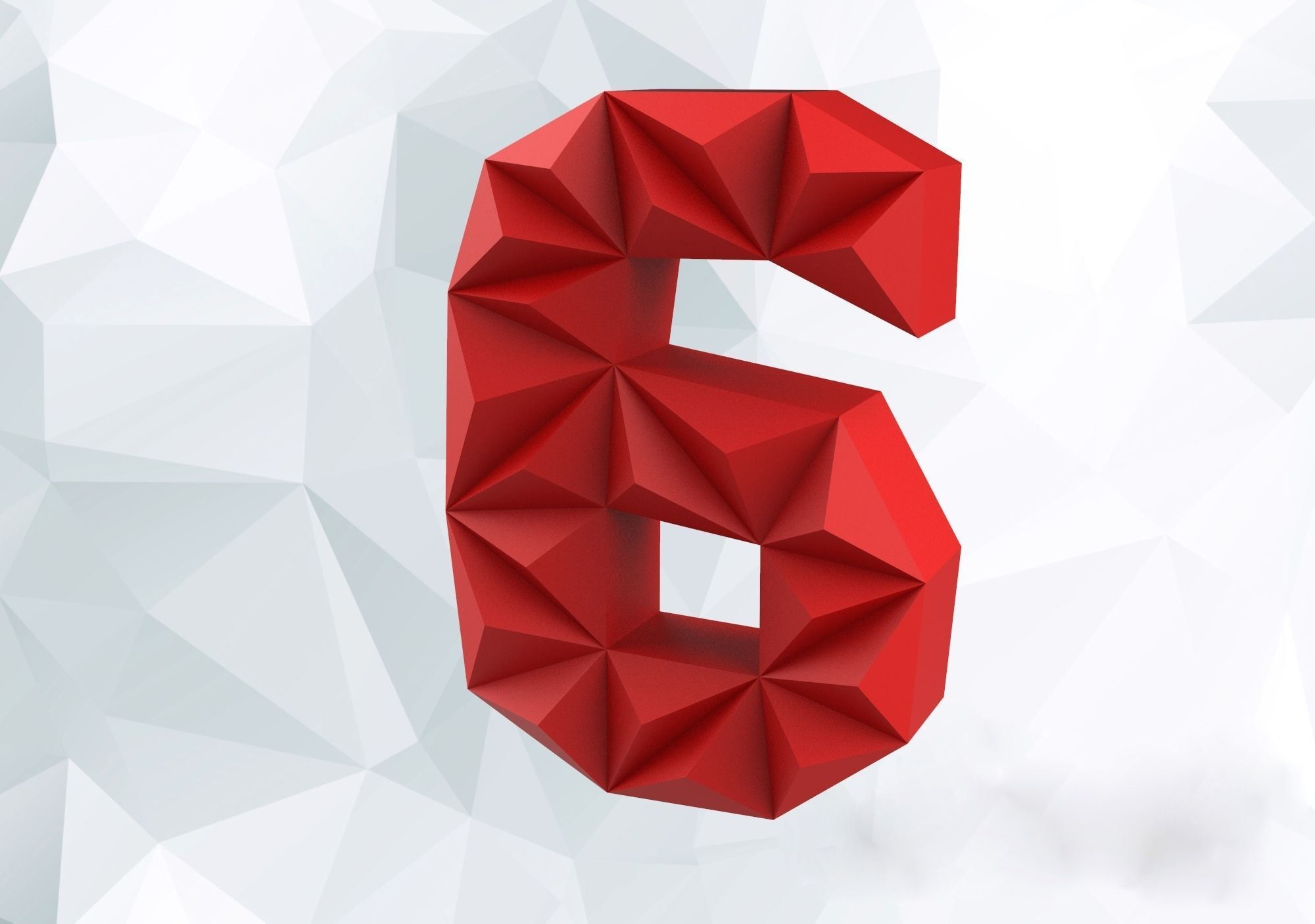 Lowpoly digit 6 number 3D model 3D printable | CGTrader