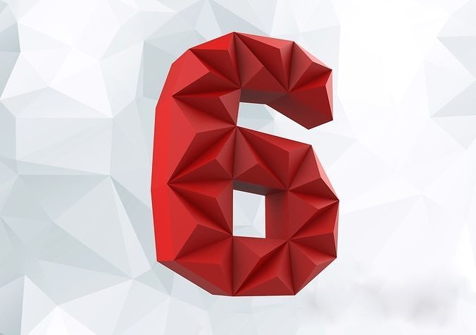 Lowpoly digit 6 number 3D model 3D printable | CGTrader