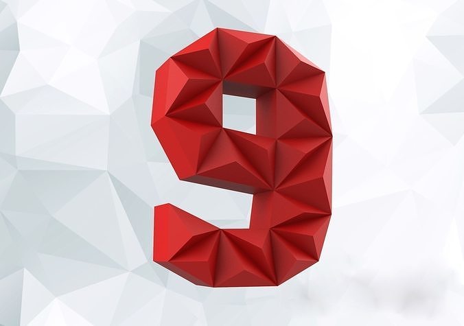 Lowpoly digit 9 number nine 3D model 3D printable | CGTrader