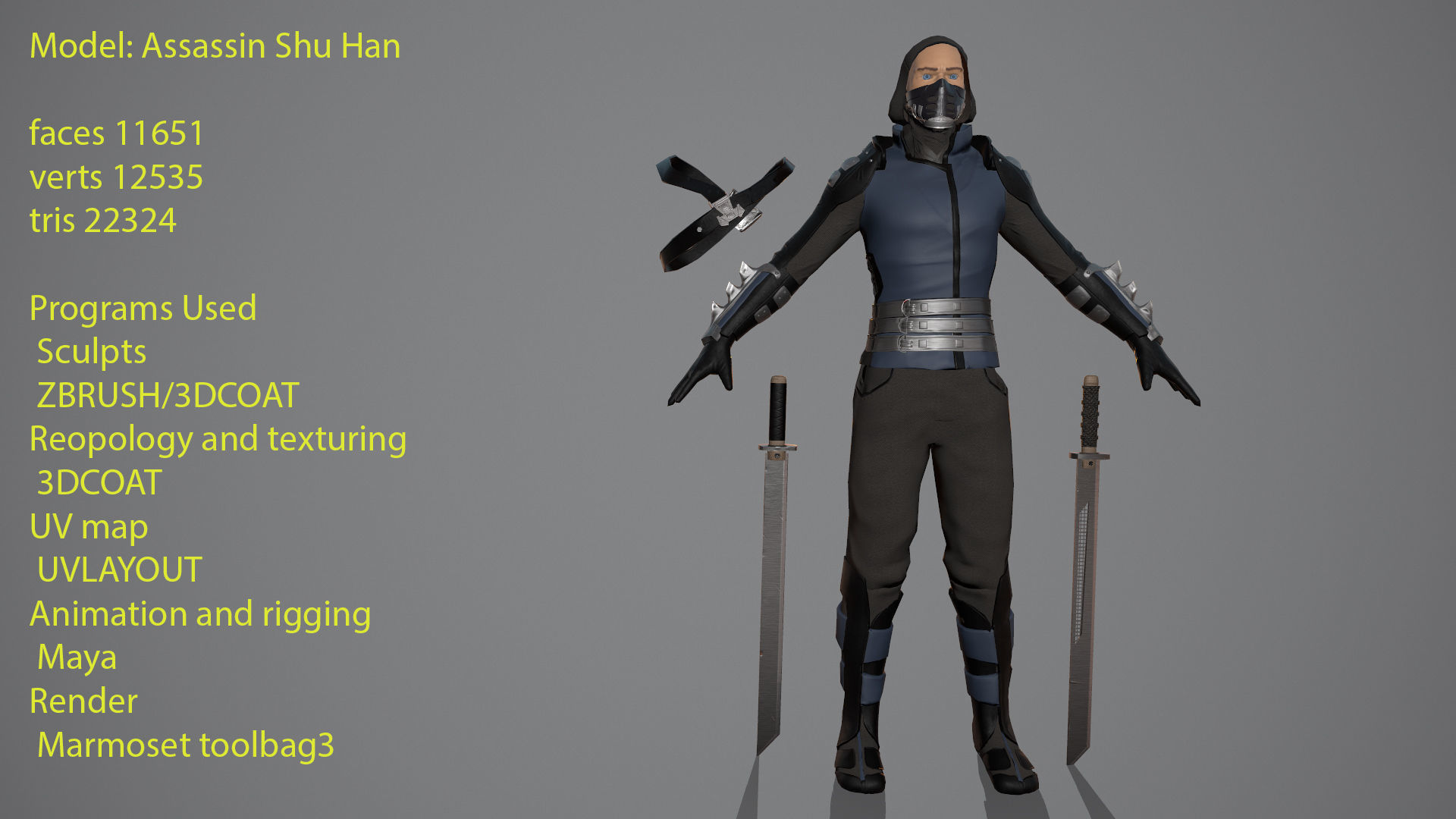 3D model Assassin Shu Han VR / AR / low-poly rigged animated | CGTrader