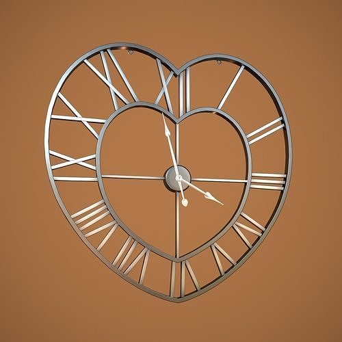 Animated Brushed Steel Heart Clock 3D model animated | CGTrader