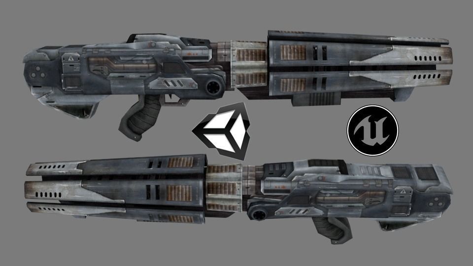 Laser rifle stylish gun low-poly 3D model realtime