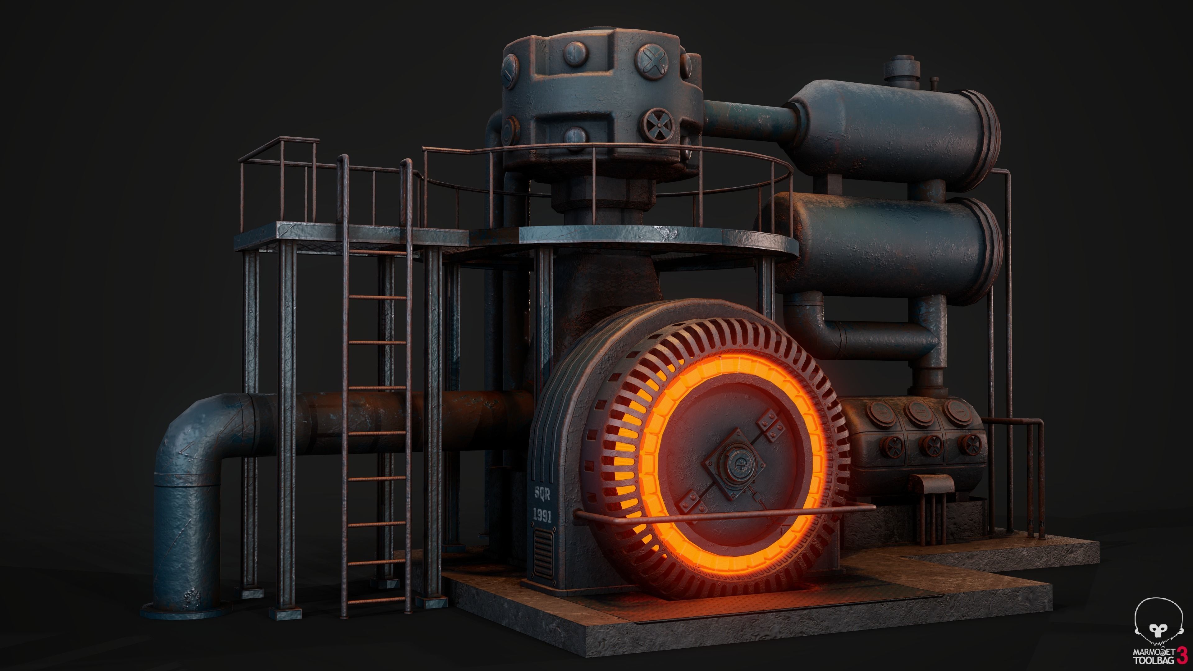 3D model Old Generator - With interaction in valves and Turbine VR / AR ...