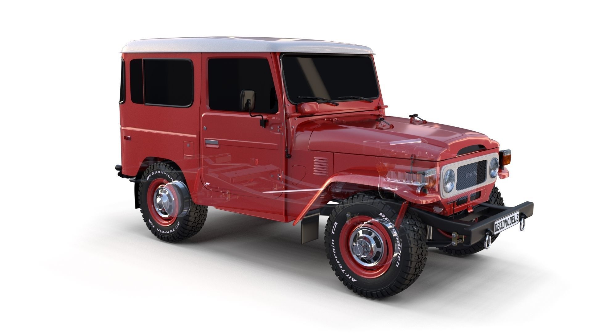 Toyota Land Cruiser FJ 40 with Chassis Red 3D model | CGTrader