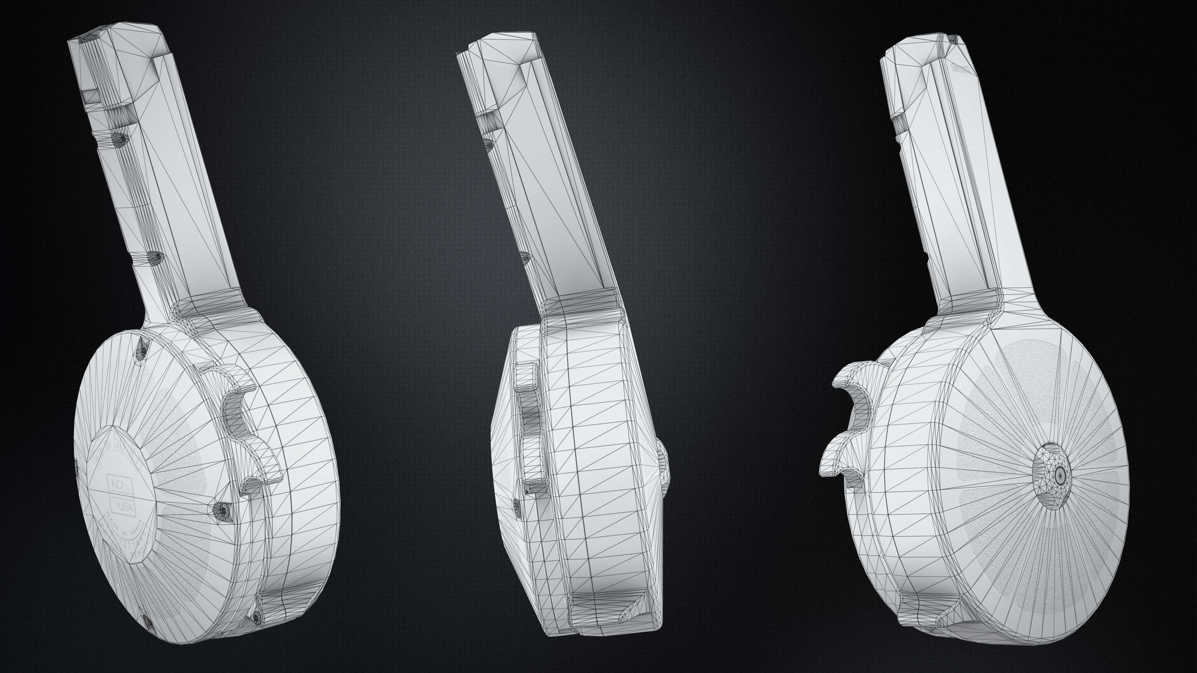 3D model KCI 50-Round Drum Magazine 9mm VR / AR / low-poly | CGTrader