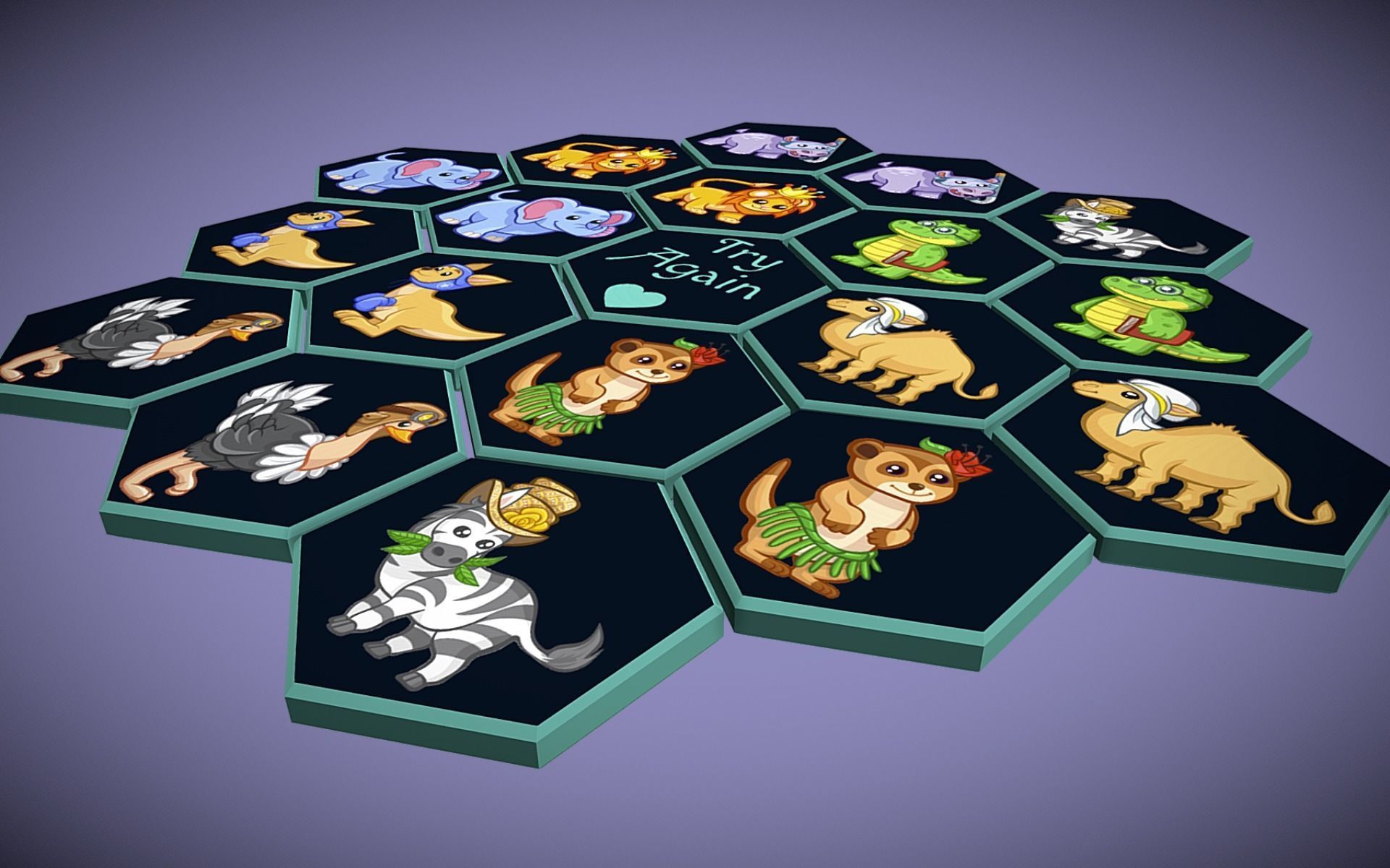 Perfect Hexagon Memory Game for Kids free VR / AR / low-poly 3D model ...