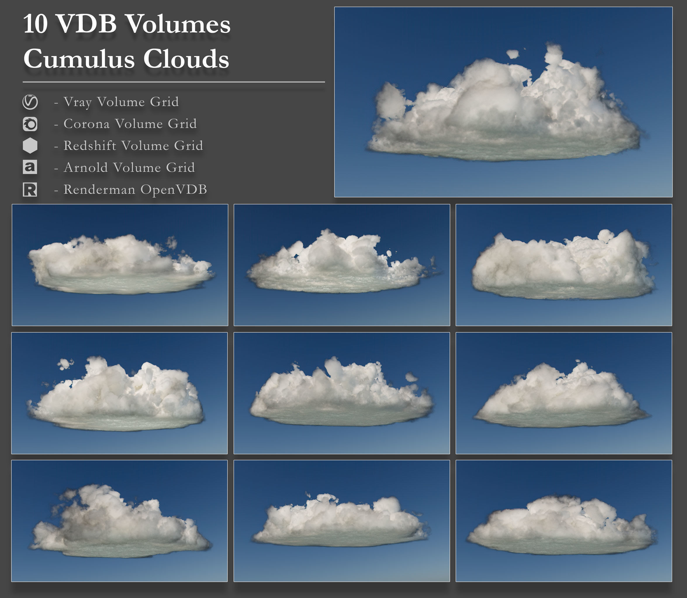 Clouds - Volumetric OpenVDB Cumulus Clouds 3D | CGTrader Clouds - Volumetric OpenVDB Cumulus Clouds 3D | CGTrader