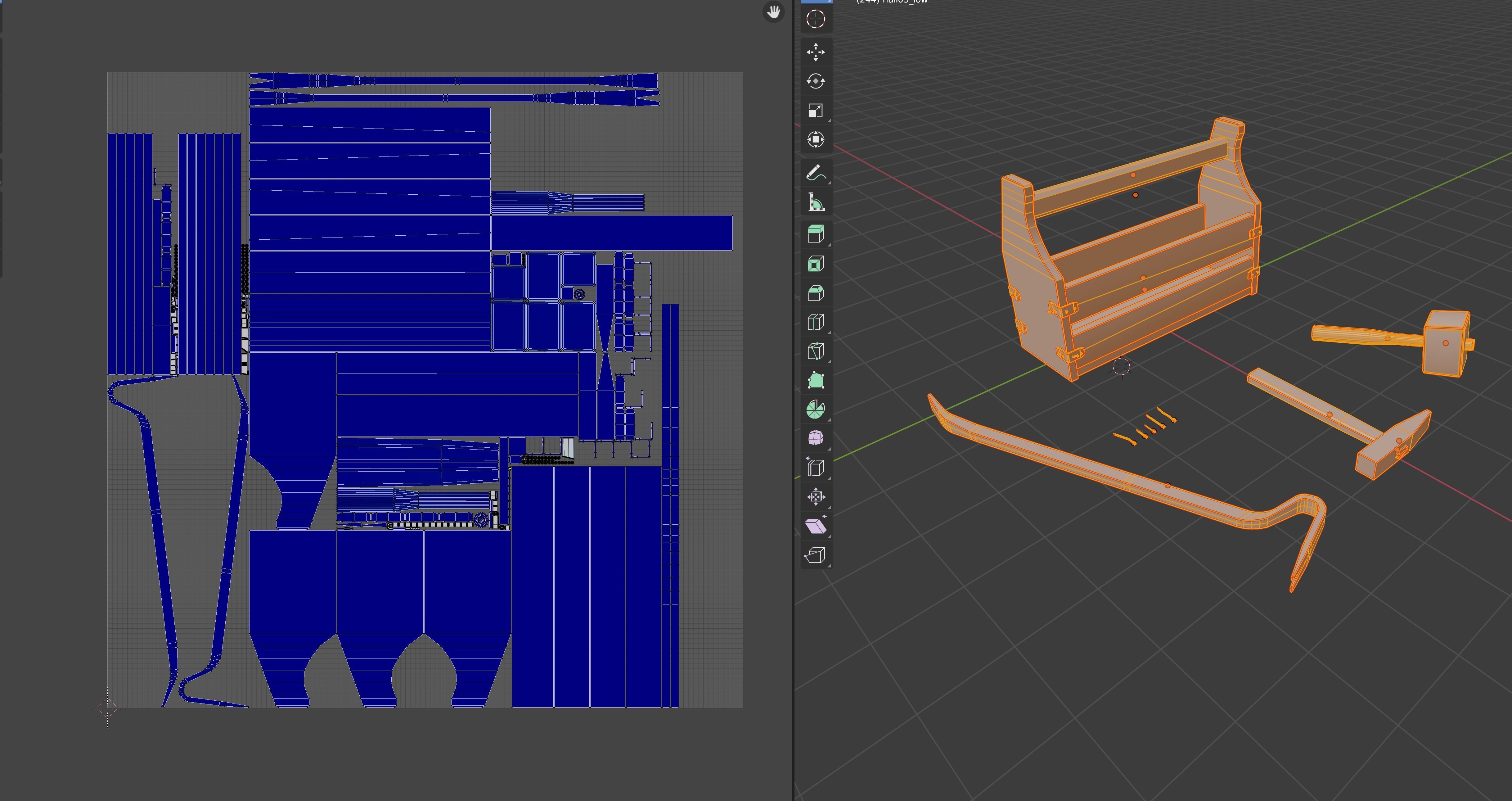 3D model Wooden toolbox and tools VR / AR / low-poly | CGTrader